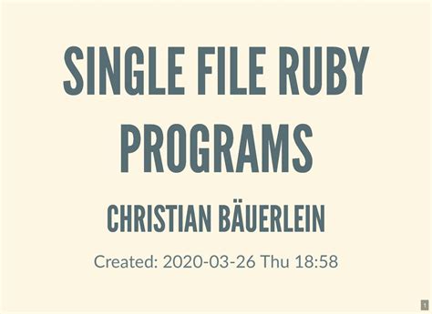 single file ruby programs speaker deck