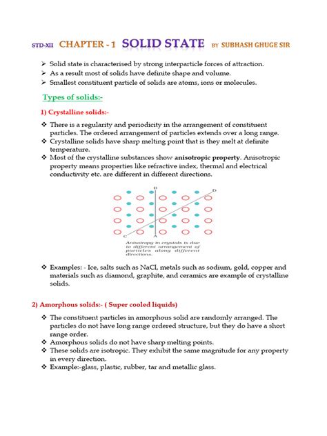 Solid State Theory Notes Pdf Pdf Solid Crystal Structure