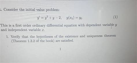 Solved Consider The Initial Value Problem This Is A First