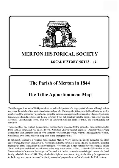 The Parish Of Merton In 1844 The Tithe Apportionment Map Merton