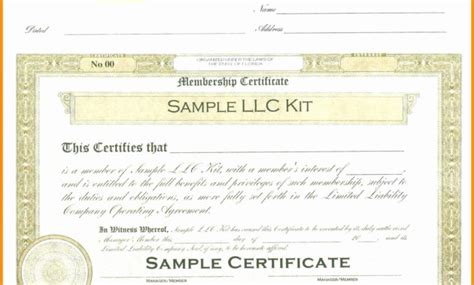 The Surprising 009 Llc Membership Certificate Template With Fantastic