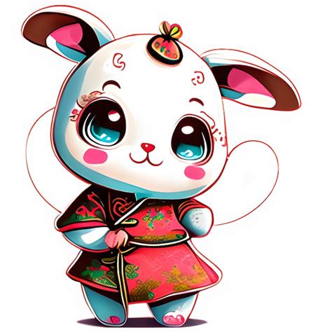 Ilustração De Personagem De Coelho Ano Novo Lunar Psd Premium