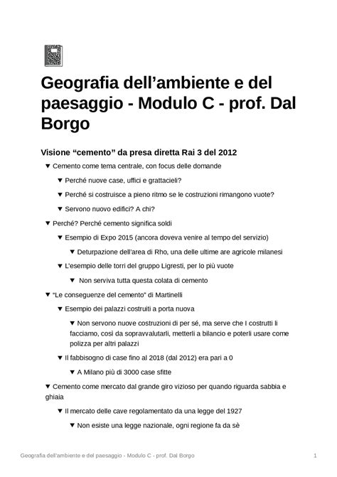 Modulo B Completo Di Geografia Dellambiente E Del Paesaggio Unimi