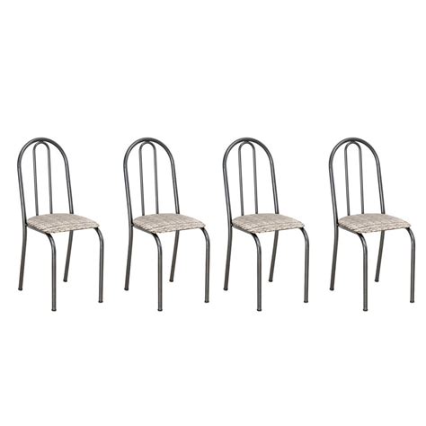 Jogo De Mesa Thais 4 Cadeiras Tampo Granito Cromo Preto Assento Rattan Artefamol Combo