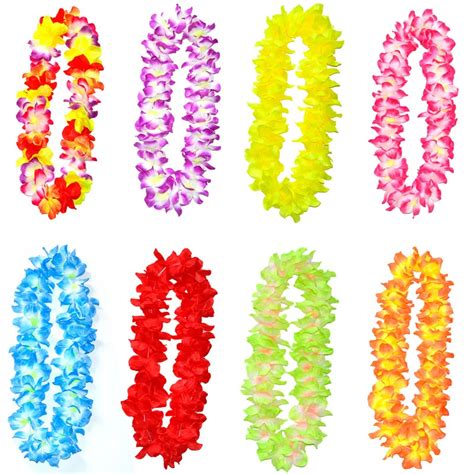 하와이 꽃 Leis 열대 루아우 해변 파티 용품 Hula 화환 목걸이 팔찌 머리띠 시뮬레이션 실크 꽃 1pc