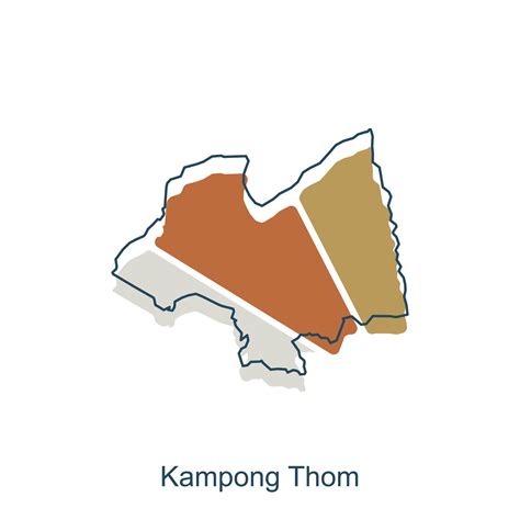 Map Of Kampong Thom Modern With Outline Illustration Design Template