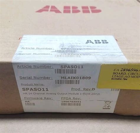 FACTORY SEAL ABB SPASO Ch Analog Output Slave Module V MA Warranty J J