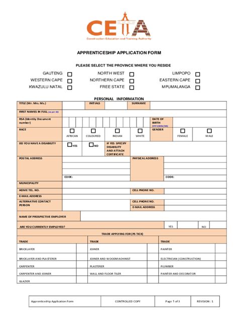 Fillable Online Fillable Online Apprenticeship Application Form Ceta Fax Fax Email Print