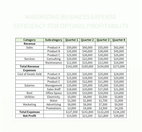 Maximizing Business Expense Efficiency For Optimal Profitability Excel Template And Google ...
