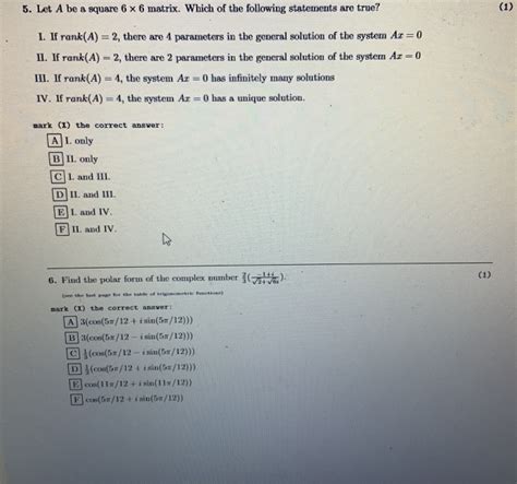 Solved Let A Be A Square X Matrix Which Of The Chegg Com