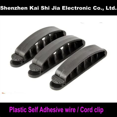 Black Plastic Self Adhesive Tidy Wire Cord Clips Cable Manager Clamp