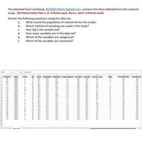 Solved The Attached Excel Workbook Busi Bank Chegg