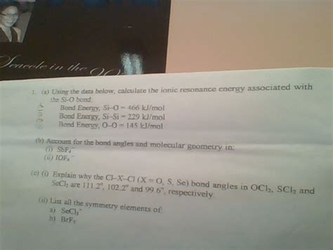 Solved 1 A Using The Data Below Calculate The Ionic Chegg Com