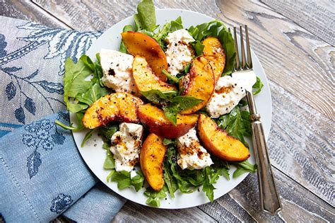 Grilled Peach And Burrata Salad Italian Food Forever