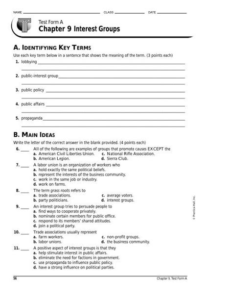 Chapter 9 Test Form A