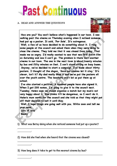 Past Continuous Reading Questions And Answers Related With The Passage