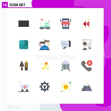 Flat Color Pack Of 16 Universal Symbols Of Strategy Puzzle Online Rewind Arrow Editorial