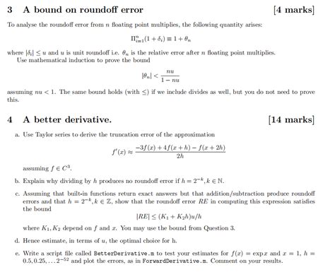 A Bound On Roundoff Error Marks To Analyse The Chegg