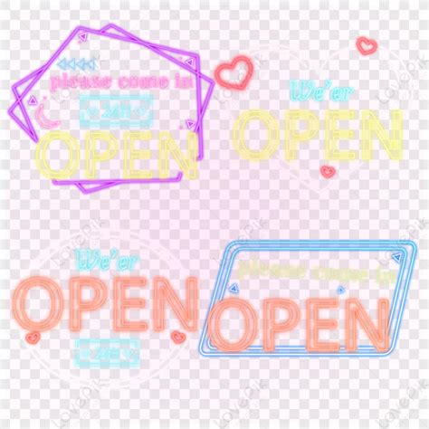 네온 일러스트 스타일 오프닝 카드네온 사인가게색깔 Png 일러스트 무료 다운로드 Lovepik