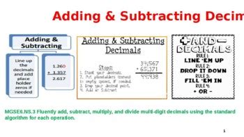 Adding And Subtracting Decimals Day 1 Mini Lesson Asynchronous Virtual Lesson