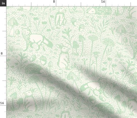 Woodsofwhimsylarge Cream With Fabric Spoonflower