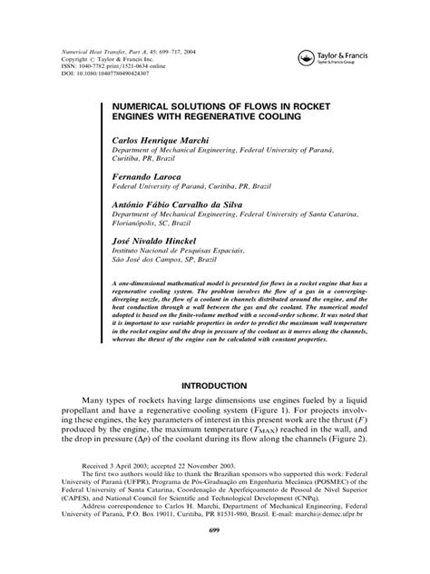 Numerical Solutions Of Flows In Rocket Engines With Regenerative