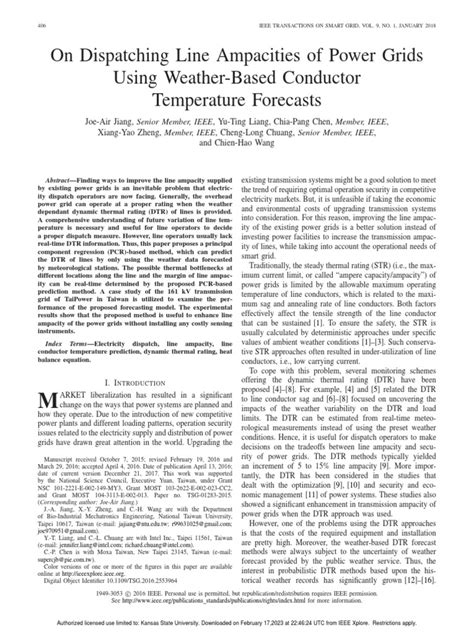 On Dispatching Line Ampacities Of Power Grids Using Weather Based