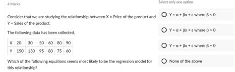 Solved Select only one option Marks O Y a Bx ε where Chegg com