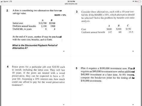 Solved 1 A Firm Is Considering Two Alternatives That Have No