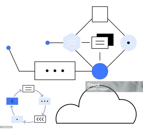 abstract diagram representing cloud data flow with network elements and
