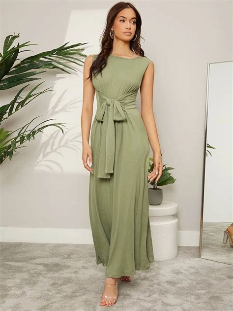 SHEIN Abito Canotte Collo Asimmetrico Con Nodo Frontale Maxi Abiti