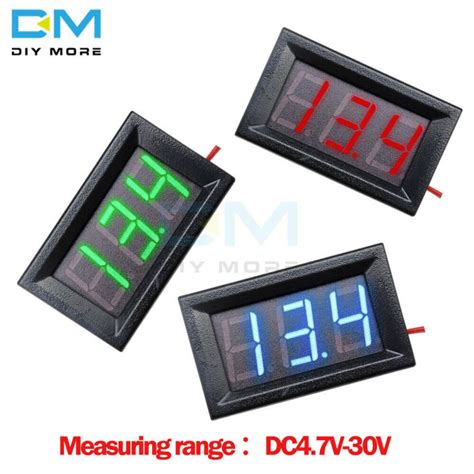 Diymore Dc4 5 30v 0 56 Inch 2 Wires Digital Voltmeter Blue Red Green