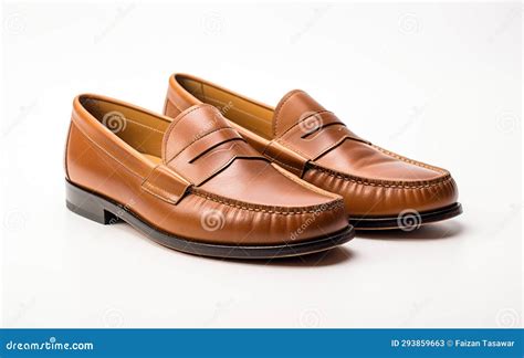 Classic Penny Loafers On White Generative Ai Stock Illustration