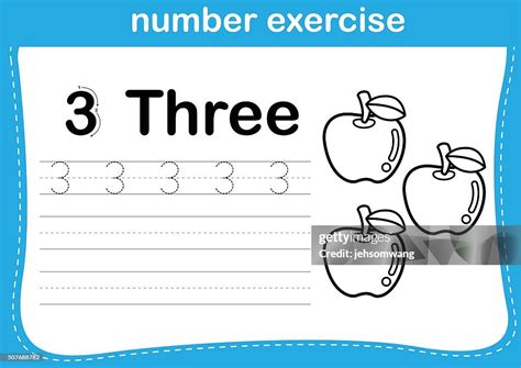 Number Exercise With Cartoon Coloring Book Illustration High Res Vector