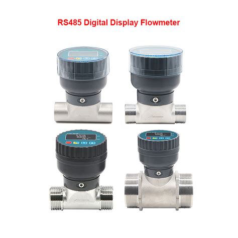 Jual RS485 Electronic Digital Display Flowmeter Stainless Steel Male Female Thread Smart LCD