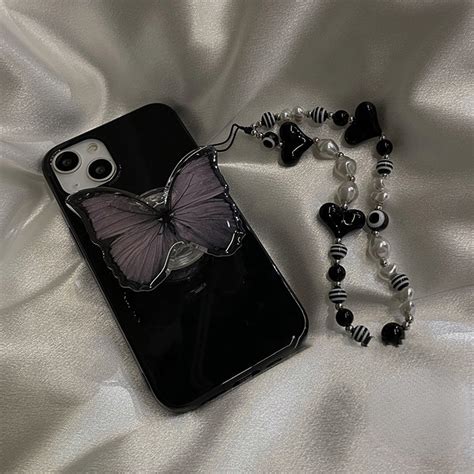 เคสโทรศัพท์มือถือ Tpu นิ่ม ปิดด้านหลัง ลายผีเสื้อ พร้อมสายคล้องมือ