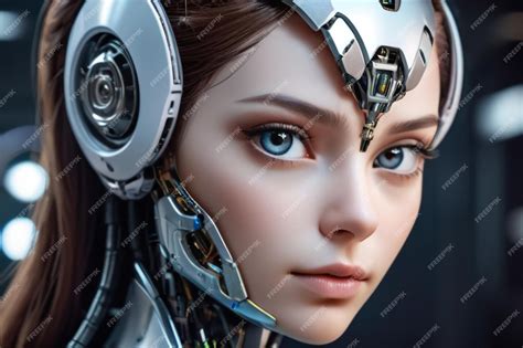 Serious Beautiful Robot Woman Or Girl Cyborg Looks In Eyes Ai In Image