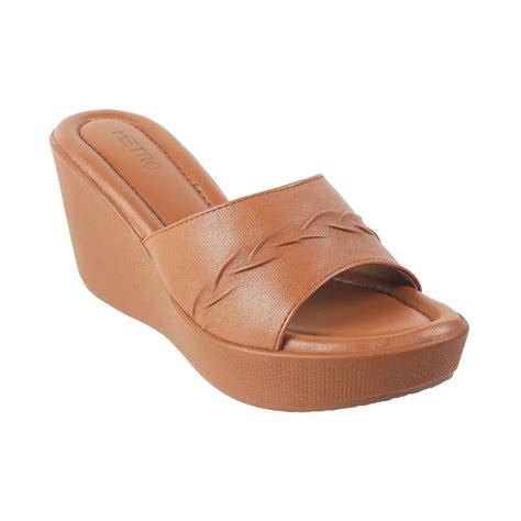 Buy Metro Women Casual Synthetic Tan Wedges Online