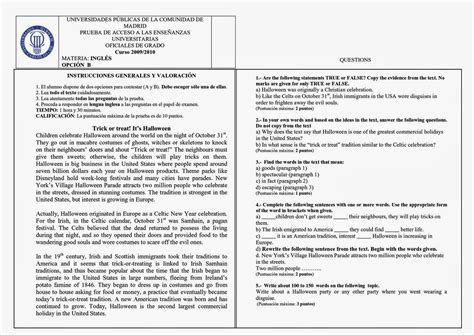 exámenes de inglés de selectividad EXAMEN DE INGLÉS MADRID SEPTIEMBRE OPCIÓN B COMPLETO Y