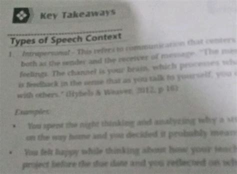 Key Takeaways Types Of Speech Context Both As StudyX