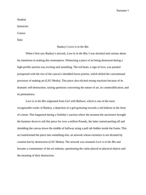 Modern Art Analysis Paper Assignment Pdf