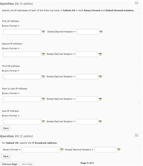 specify the ip addresses of each of the following