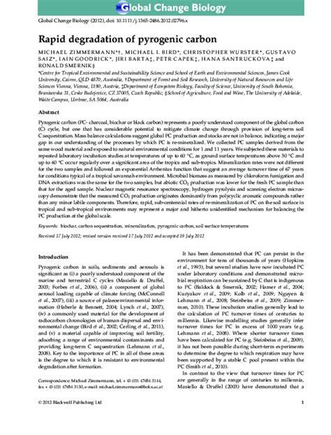 Pdf Rapid Degradation Of Pyrogenic Carbon