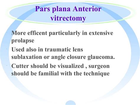Anterior Vitrectomy Ppt Eye And Vision Conditions Diseases And Conditions
