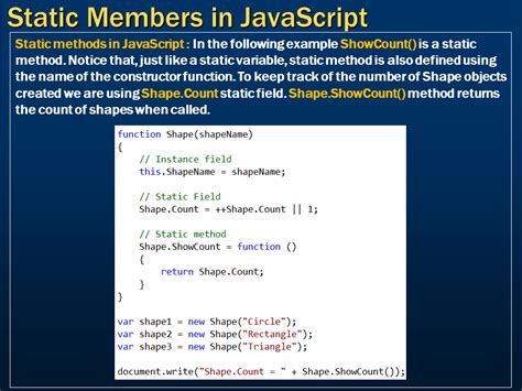 Sql Server Net And C Video Tutorial Static Members In Javascript