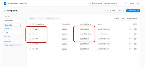 Party Link Able To Link Multiple Customers With A Supplier · Issue