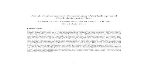 Pdf Joint Automated Reasoning Workshop And Deduktionstreﬀen · Joint Automated Reasoning