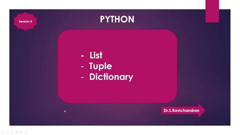 Python4 List Tuple Dictionary Youtube