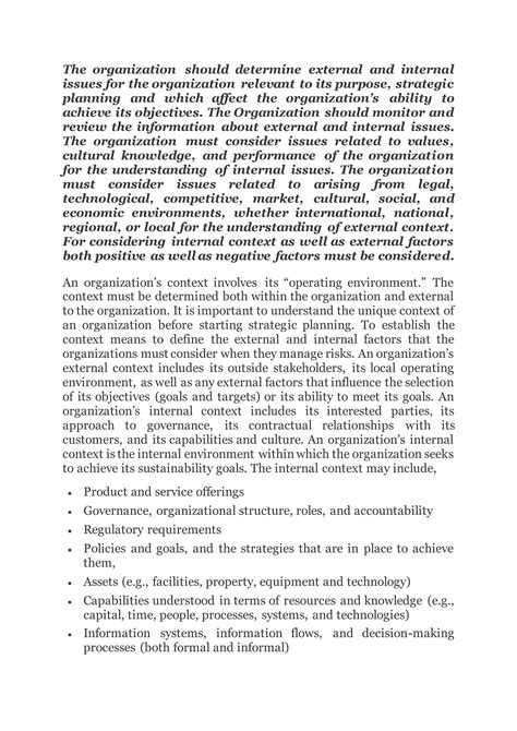 Iso 9001 2015 Clause 4 Context Of The Organization Docx