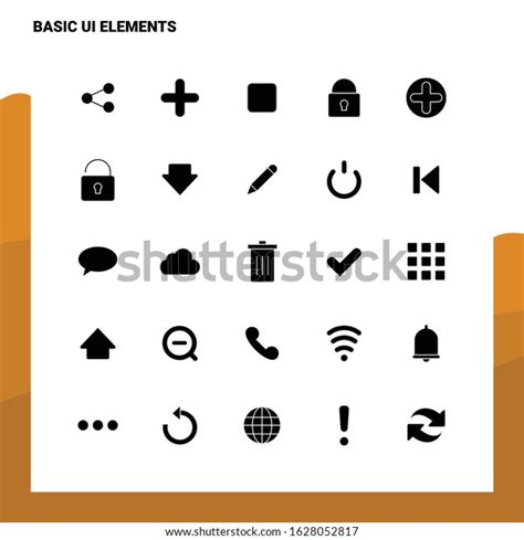 25 Basic Ui Elements Icon Set Stock Vector Royalty Free 1628052817 Shutterstock